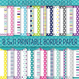 Border Paper Printable Pack of 24--JPG Format-8.5x11 Bordered Paper ...