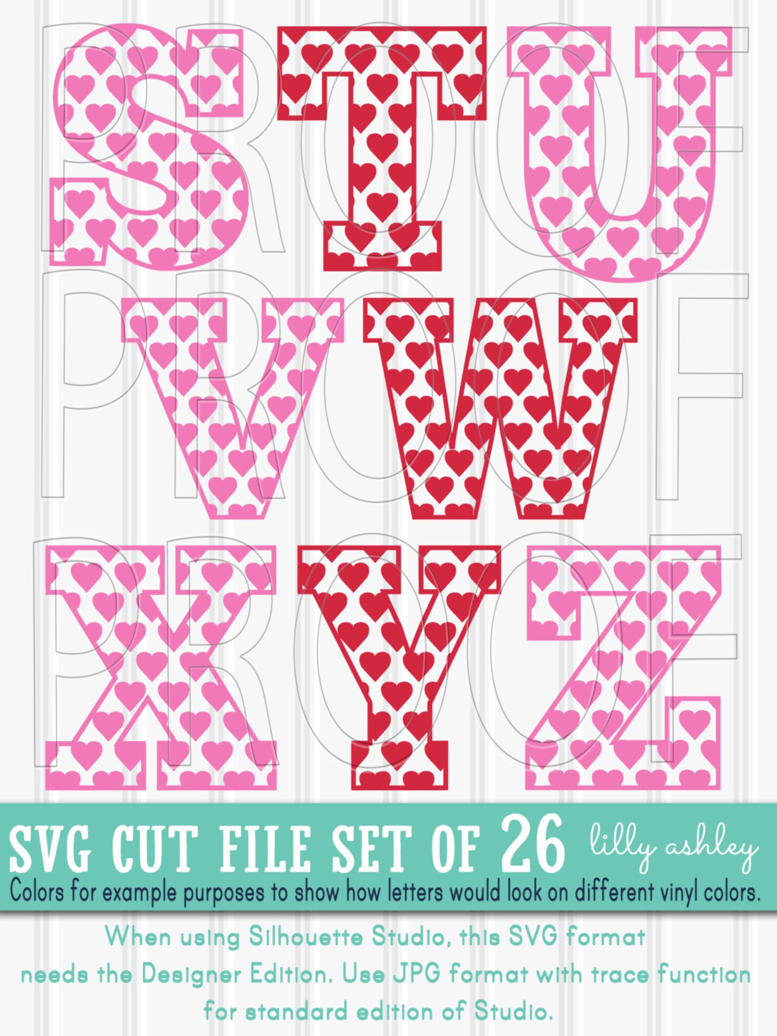 Heart Letters SVG Files Set of 26 Cut Files-heart Monogram - Etsy