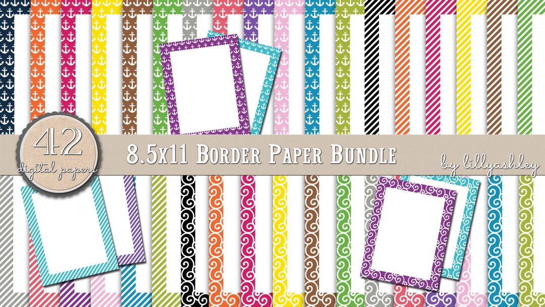 Printable Paper Bundle Set of 42-bordered Paper 8.5x11 JPG Printable ...