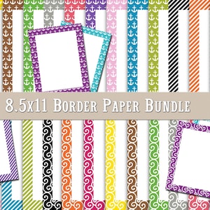 Printable Paper Bundle Set of 42-bordered Paper 8.5x11 JPG Printable ...