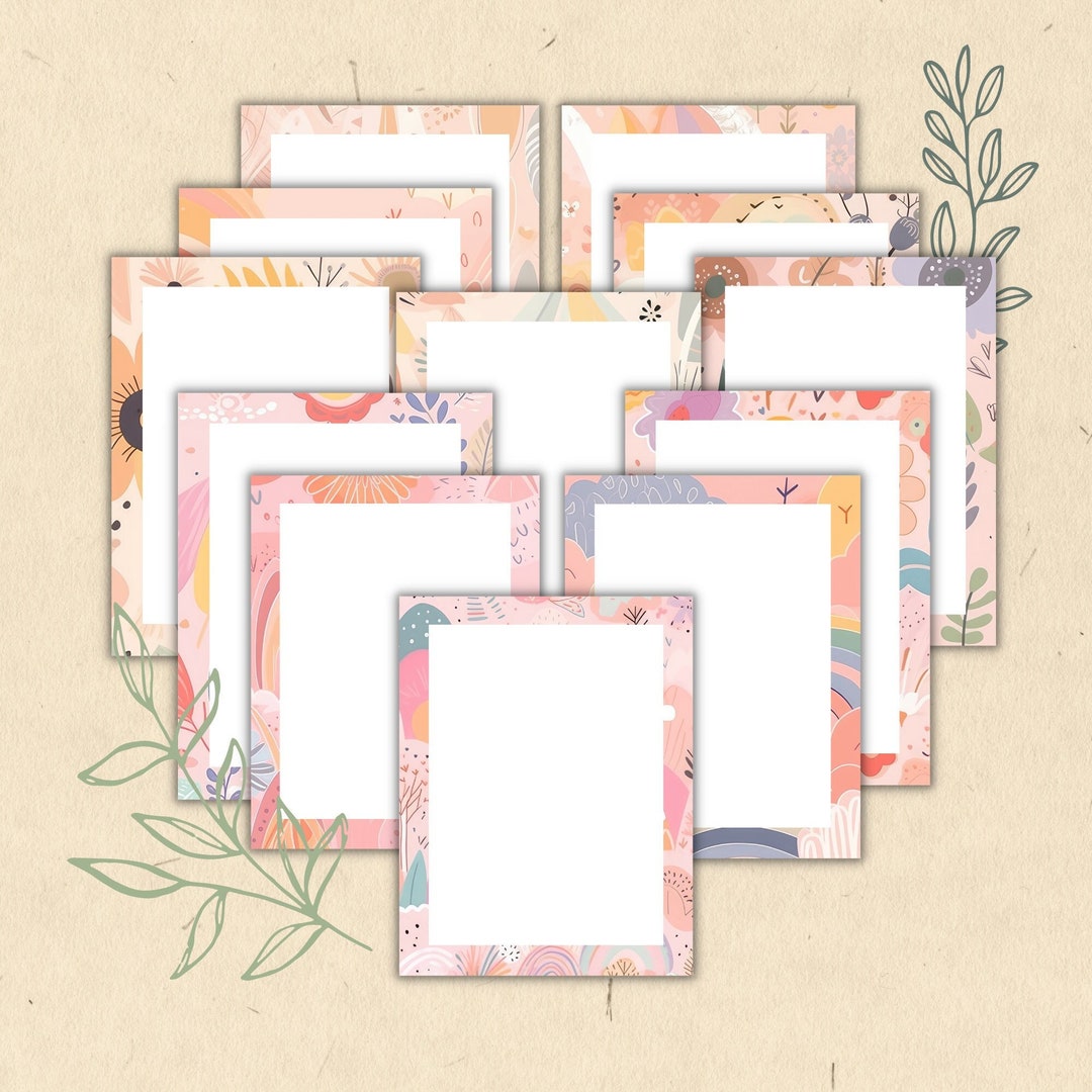 Printable Border Paper Pack of 24PDF & PNG Files8.5x11 Floral Prints ...