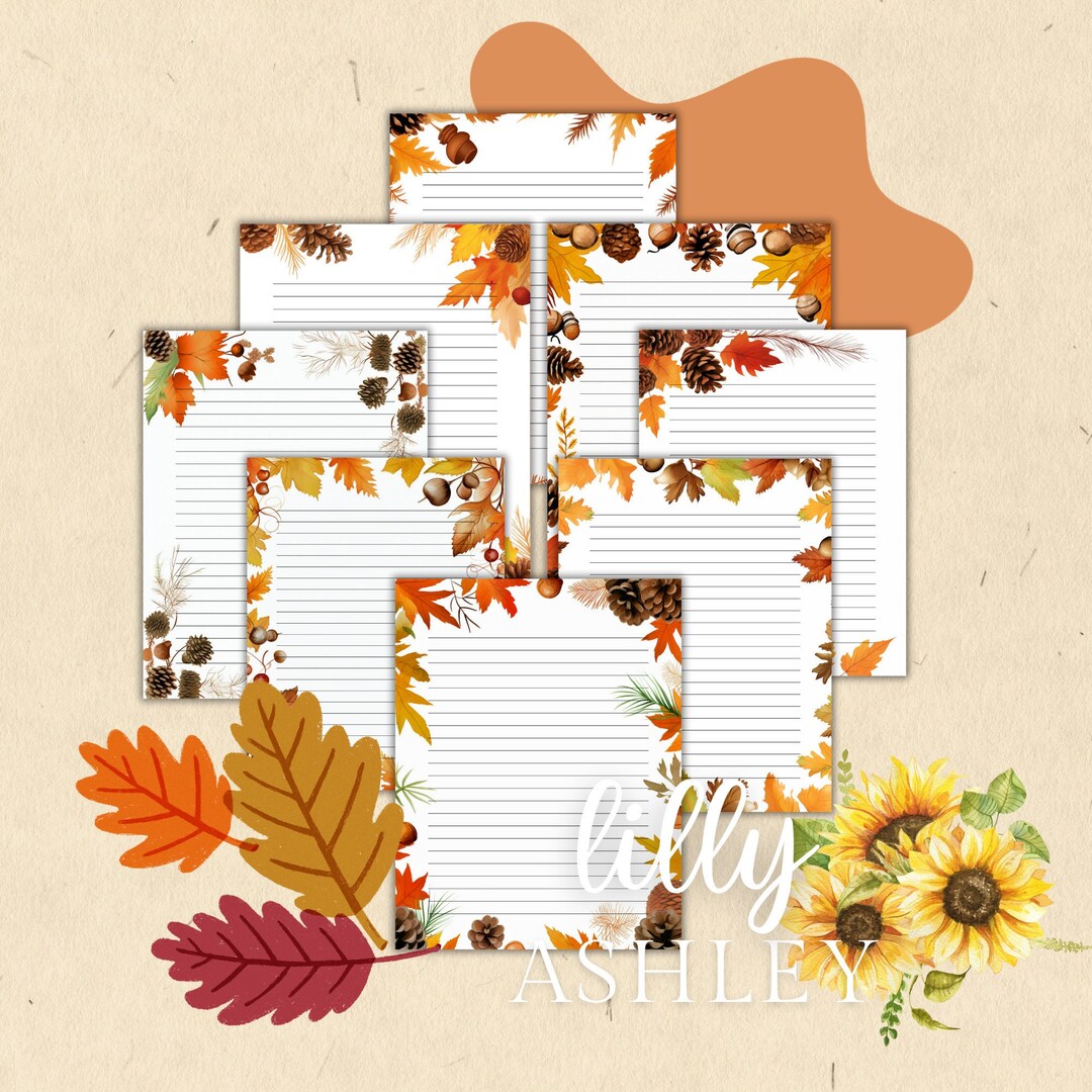 Lined Journal Paper Downloadable, Computer Paper With Lines, Fall ...