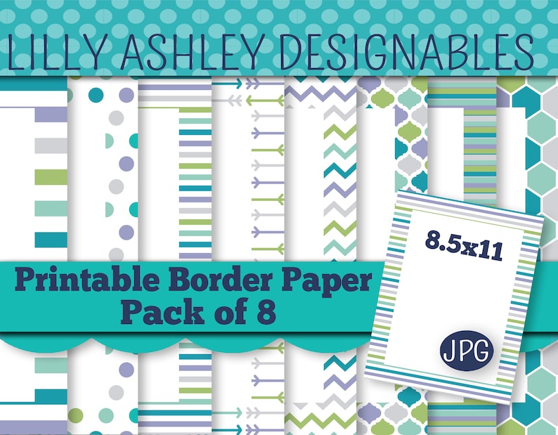Border Paper Printable Pack of 8JPG Format8.5x111 Inch - Etsy