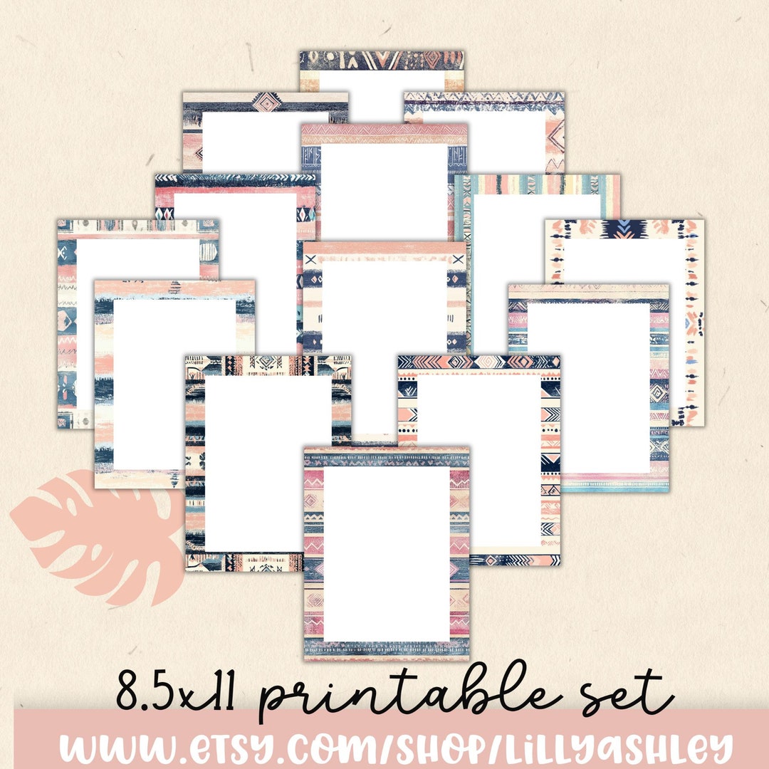 Border Paper Pack of 12--PDF & PNG Files--8.5x11 Downloadable Paper ...