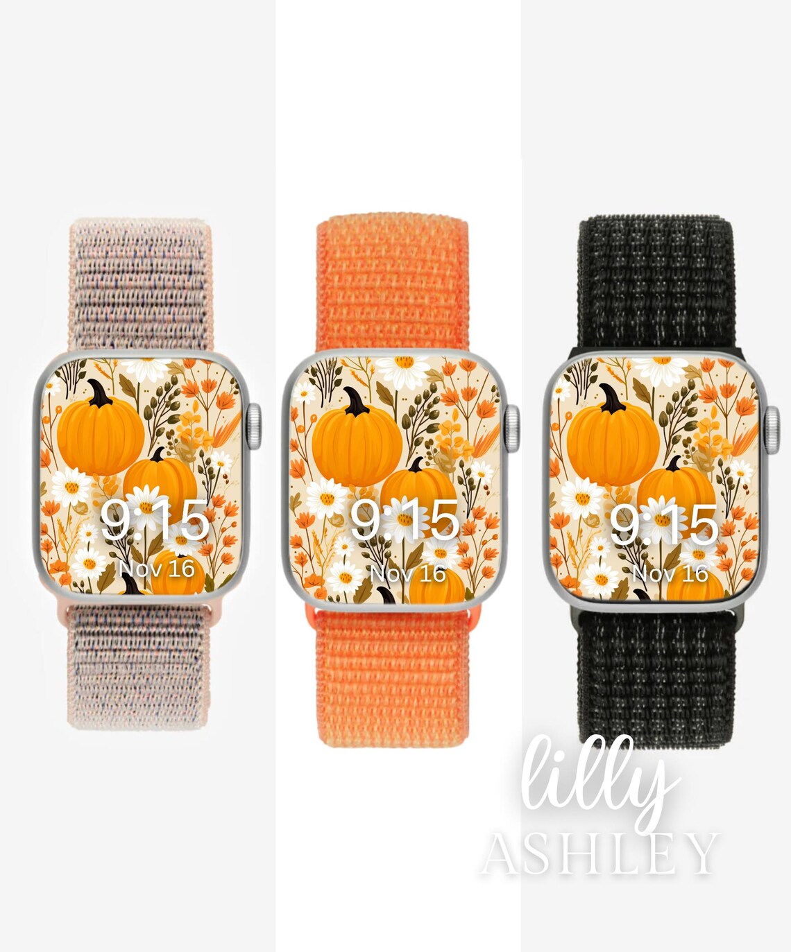 Pumpkin Daisy Apple Watch Face, Watch Background, Womens Apple Watch ...