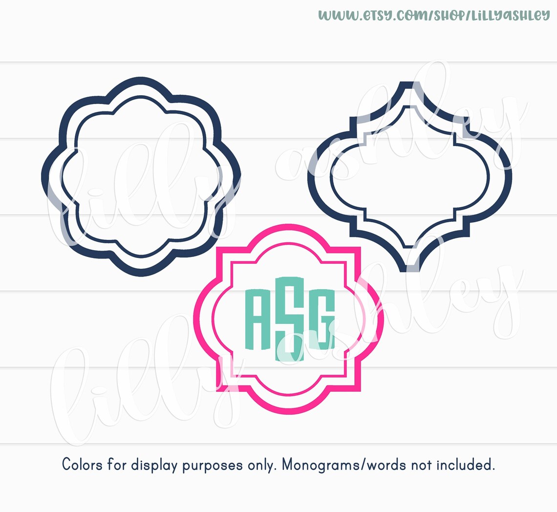 Monogram SVG Files Set of 3 Shapes-svg & PNG. Commercial Use | Etsy