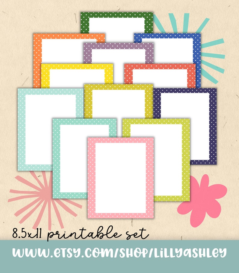 Bordered Paper Printable Borders Bundle of 24 Colors PDF & - Etsy