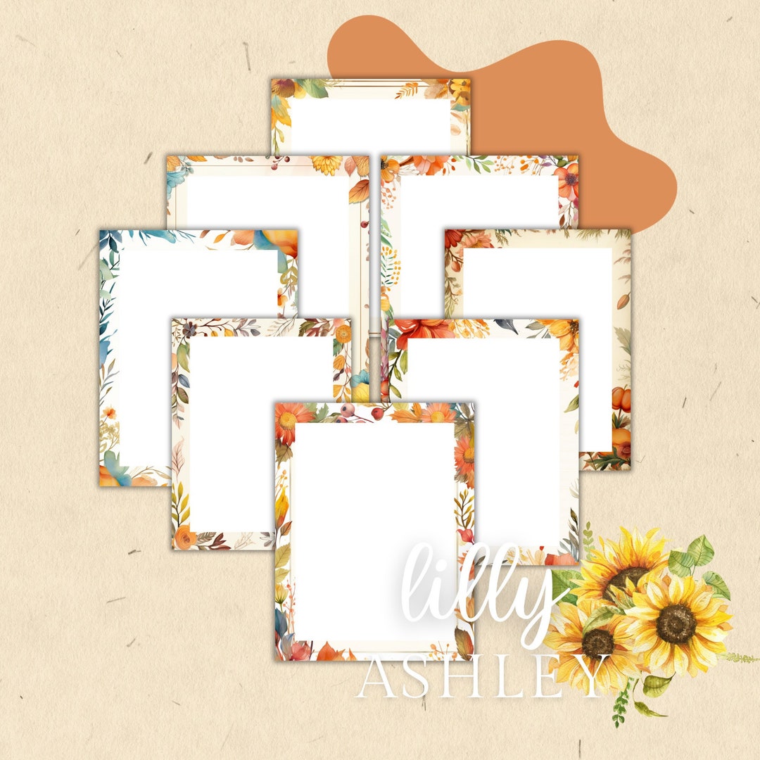Border Paper Printable Paper Set-png Pdf--8.5x11-fall Border Classroom ...