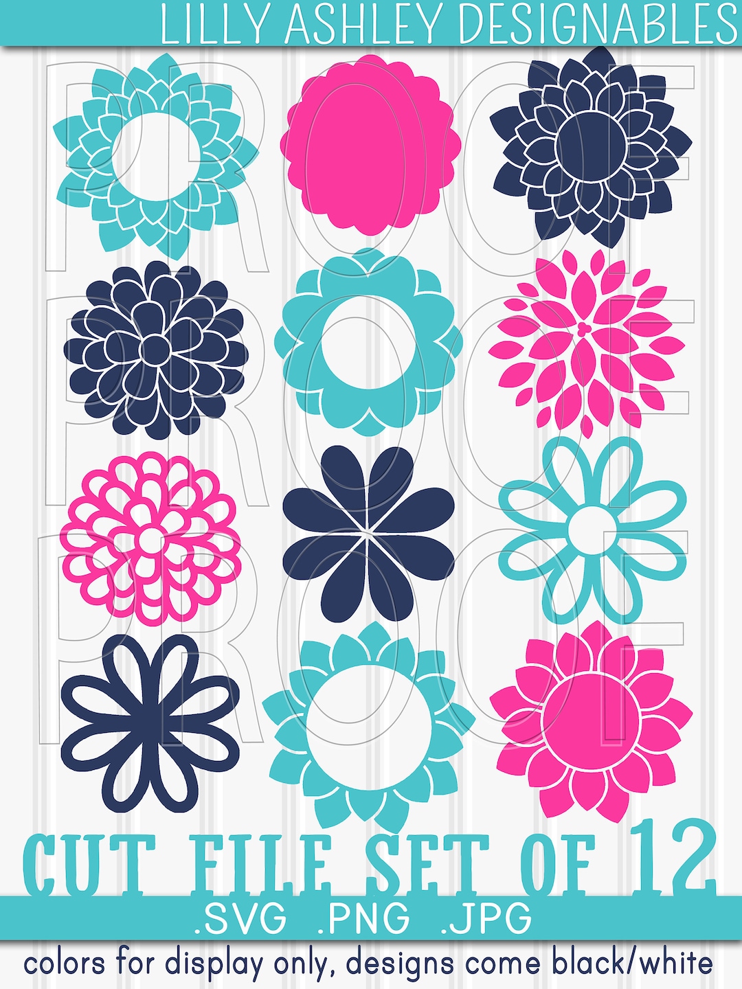 Flower Frame for Personalized Initial or Monogram SVG File of 12 Cut ...