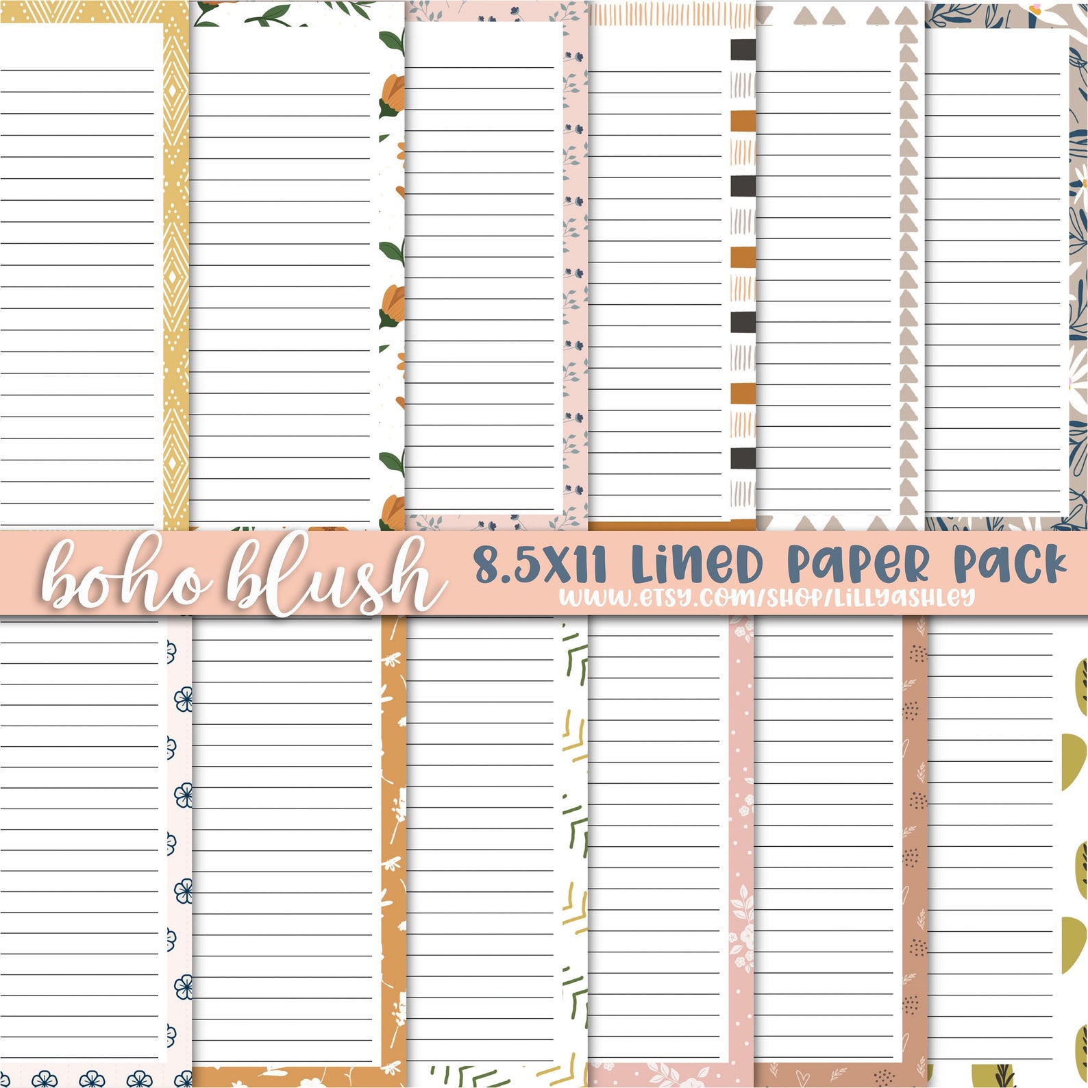 Lined Paper Pack of 20PDF PNG Files-8.5x11 Downloadable - Etsy