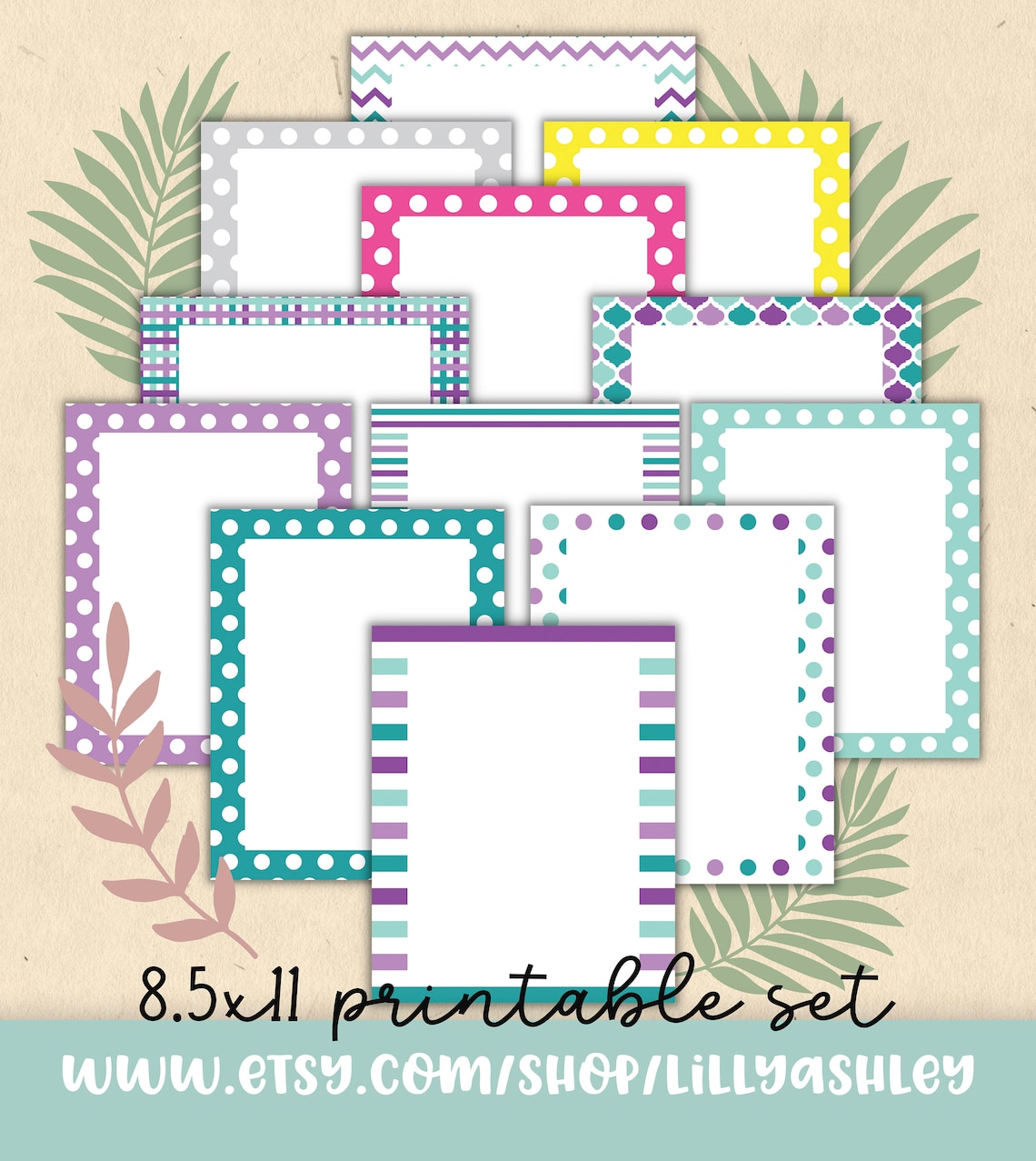 Border Paper Printable Pack of 24--JPG Format-8.5x11 Bordered Paper ...