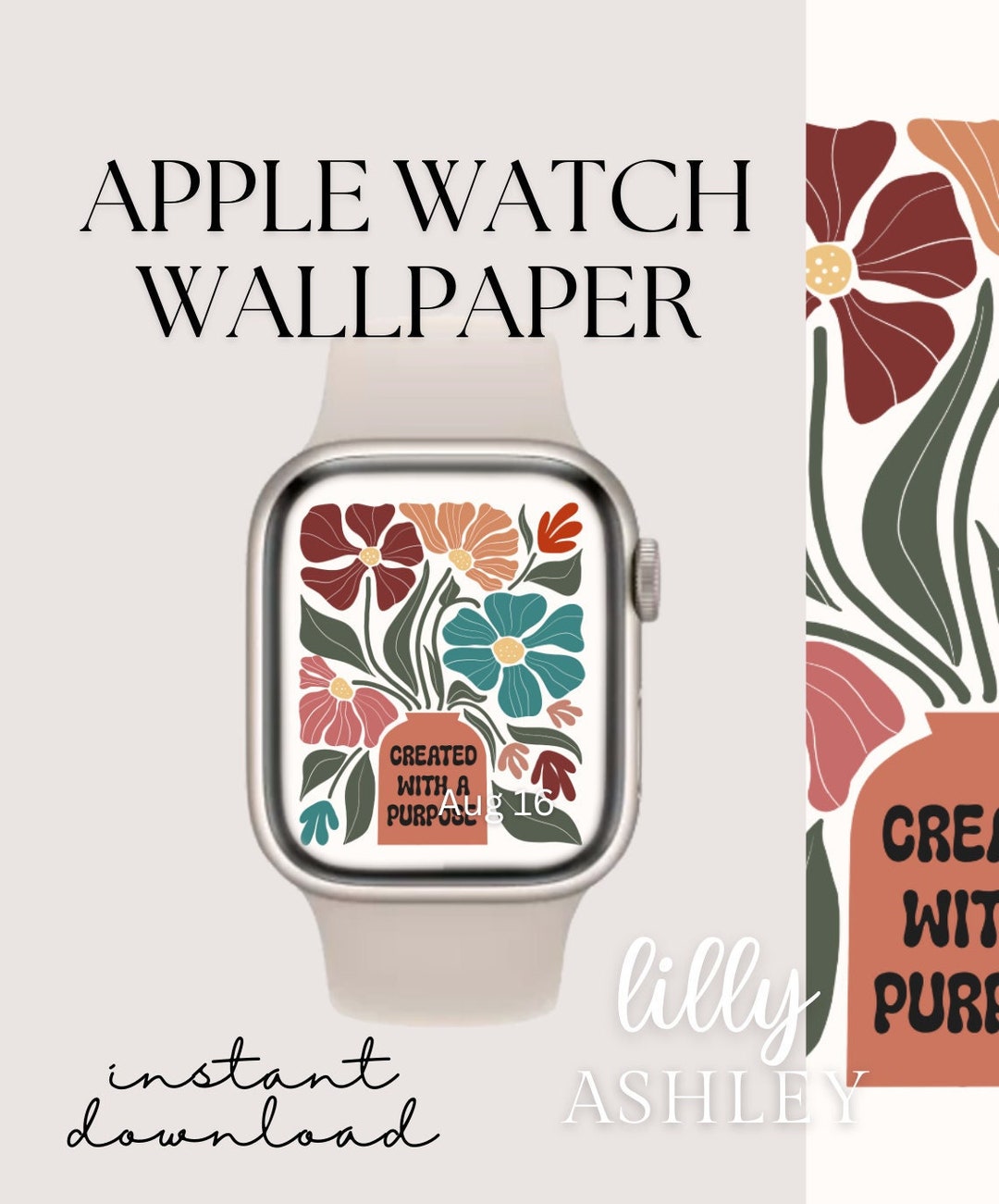 Retro Flowers Apple Watch Face , Floral Watch Background, Womens Apple ...