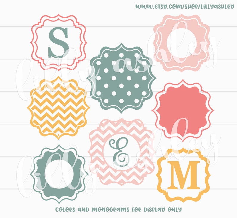 Monogram SVG Set of 8 Svg and Png Frames- Svg Frames Svg Files Monogram ...