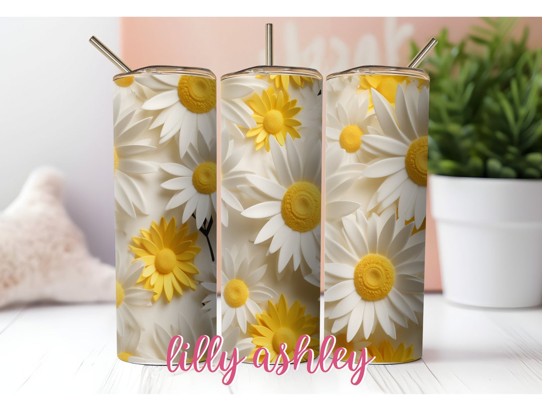 3d Daisy Skinny Tumbler 20 Oz Trendy Floral Tumbler Cup Daisies Tumbler ...