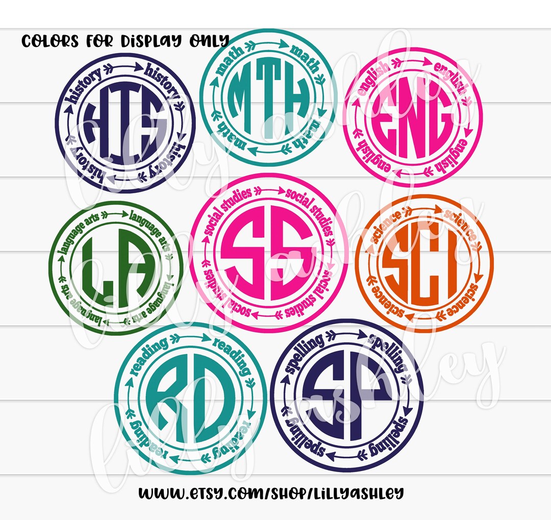 School Subject SVG & PNG Set for Binders Notebooks Class Svg Notebook ...