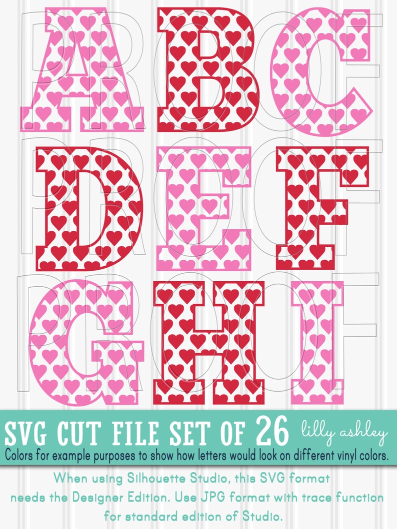 Letter SVG Set of 26 Cut Files-heart Letters A-Z SVG PNG Jpg | Etsy