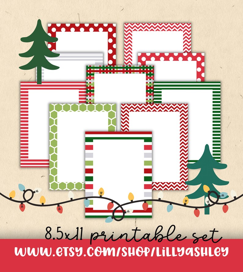 Christmas Border Paper Pack of 24-8.5x11-jpg Bordered Paper Printable ...