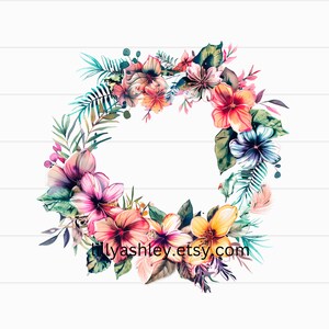 Floral Frame Wreath Clipart Designs , PNG Watercolor Flowers ...