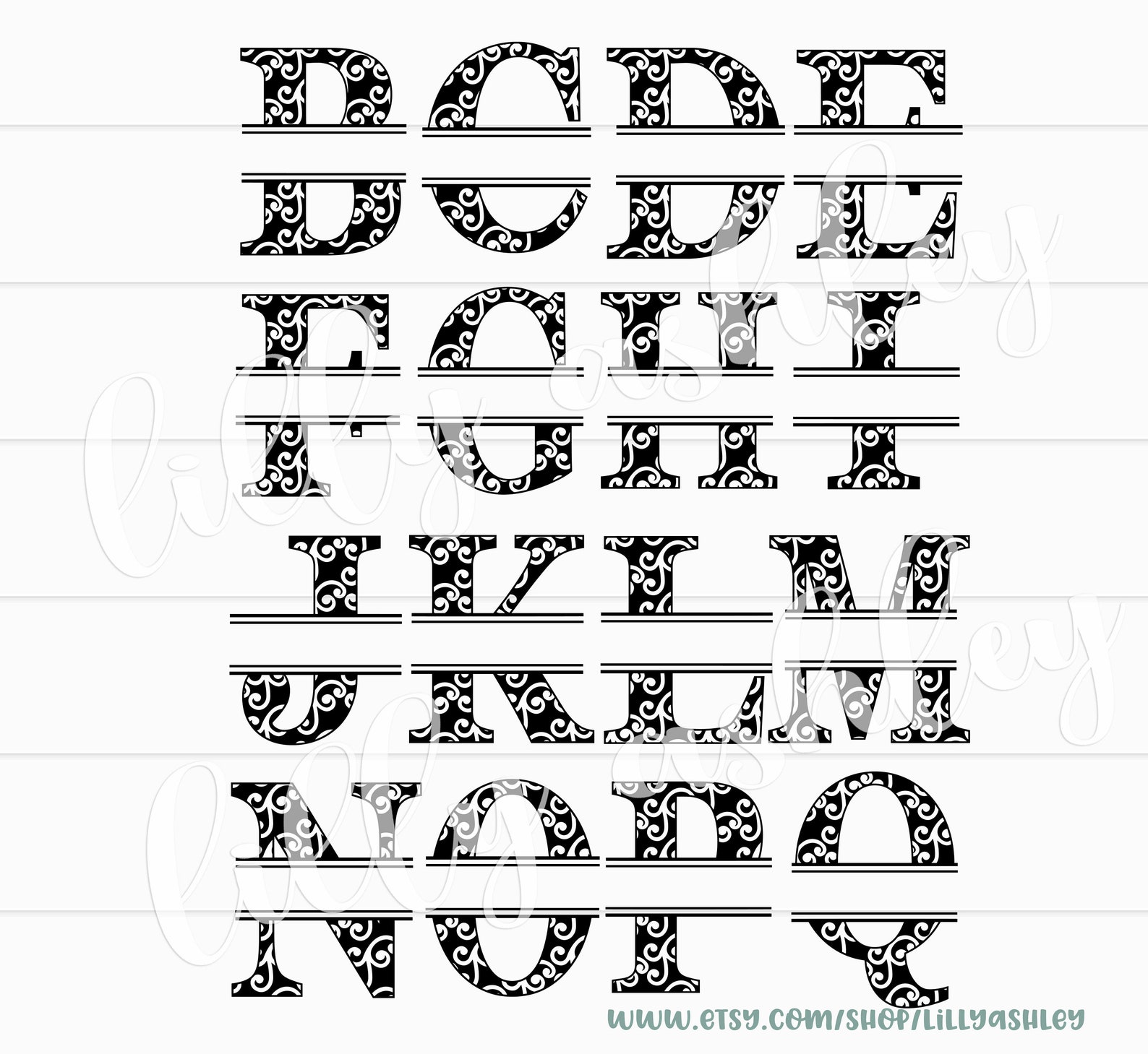 Split Monogram SVG & PNG Set A-Z Downloadable-commercial Use - Etsy