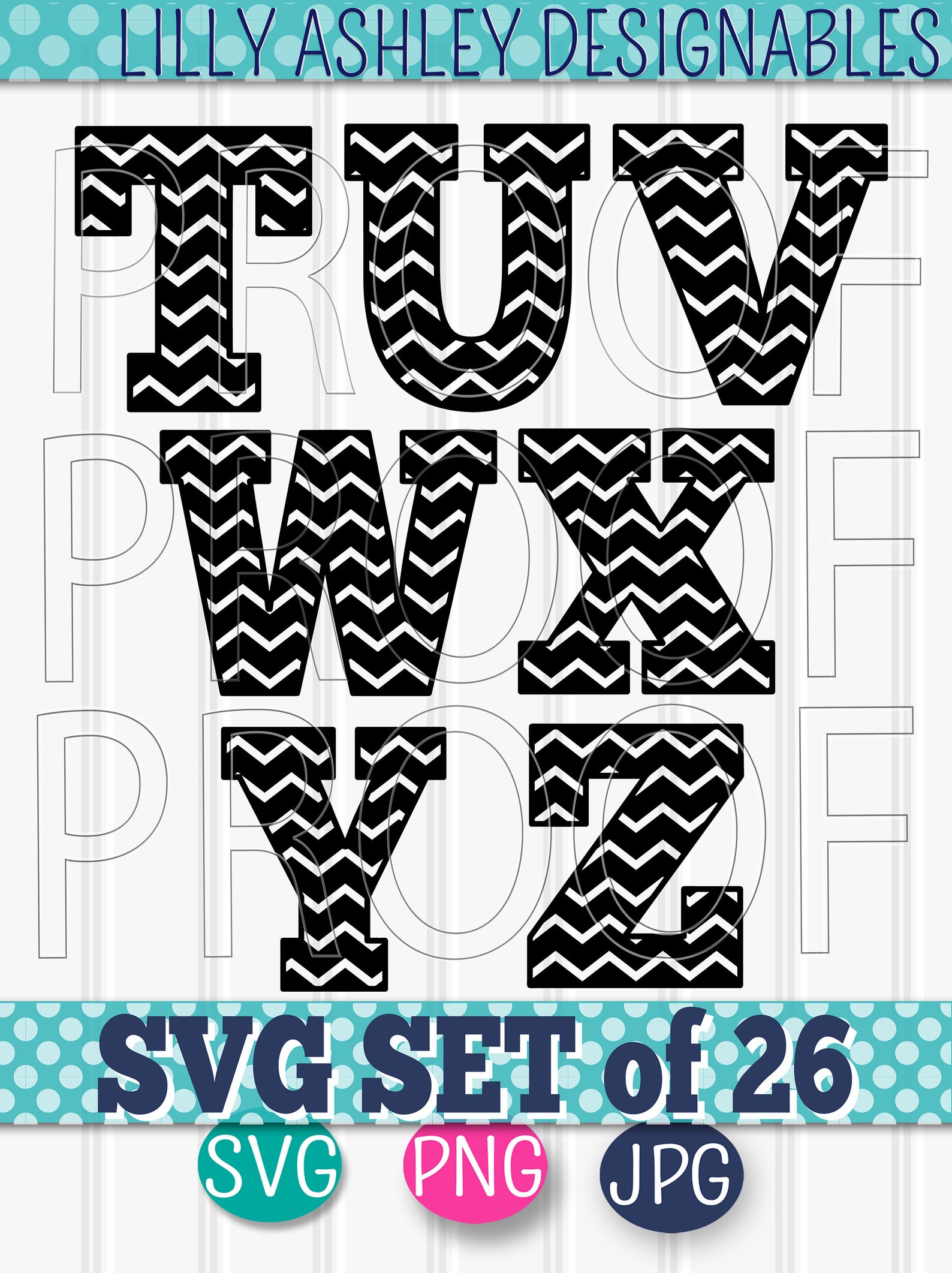 Chevron Letter SVG Cut File Set of 26-uppercase Letters A-Z | Etsy