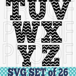 Chevron Letter SVG Cut File Set of 26-uppercase Letters A-Z and Solid ...