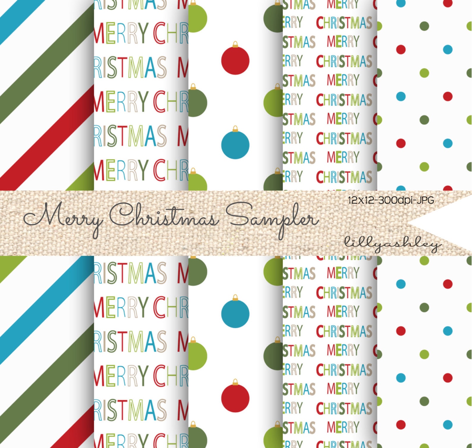 Christmas Digital Paper Pack of 512x12 JPG Downloadable | Etsy