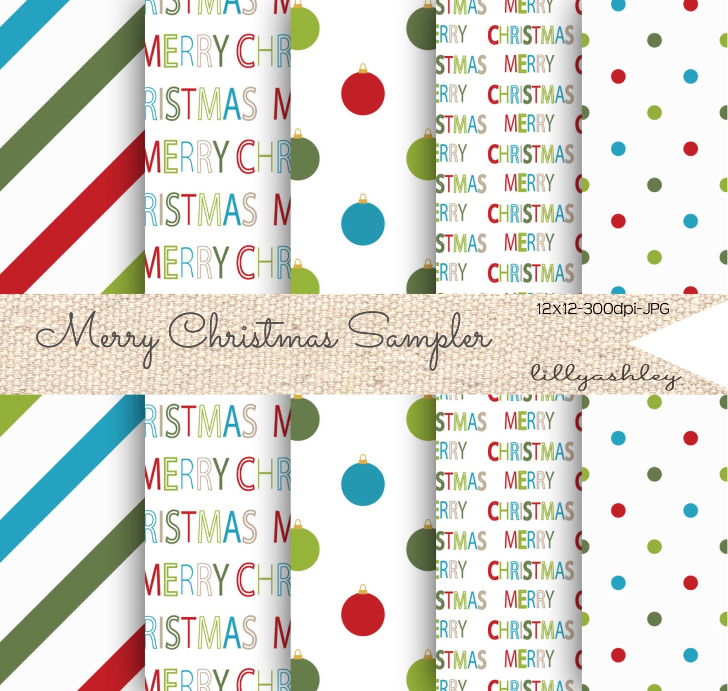 Christmas Digital Paper Pack of 512x12 JPG Downloadable | Etsy