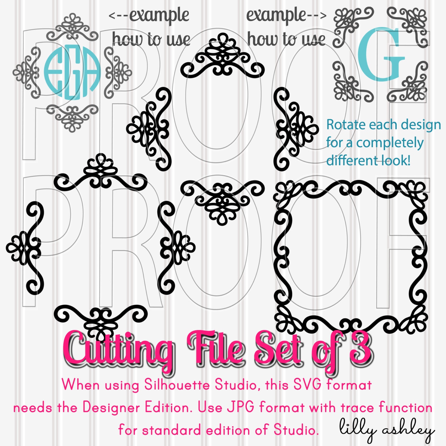 SVG Files Set of 3 Includes SVG PNG & Jpg Formats Flourish | Etsy