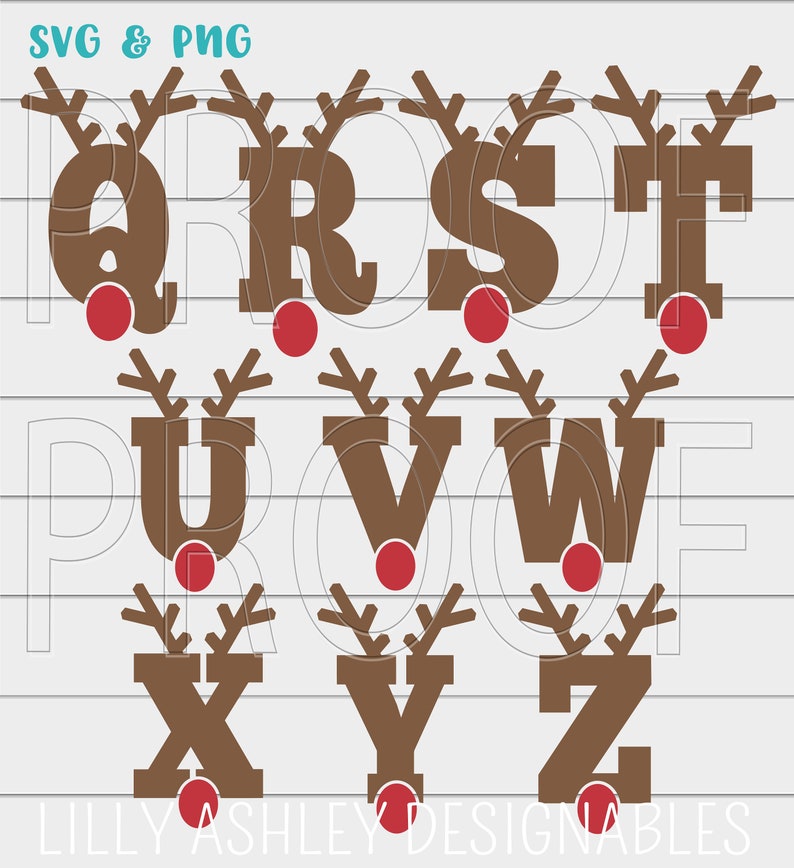 Reindeer SVG PNG Set of 26 Reindeer Letter Files-uppercase-christmas ...