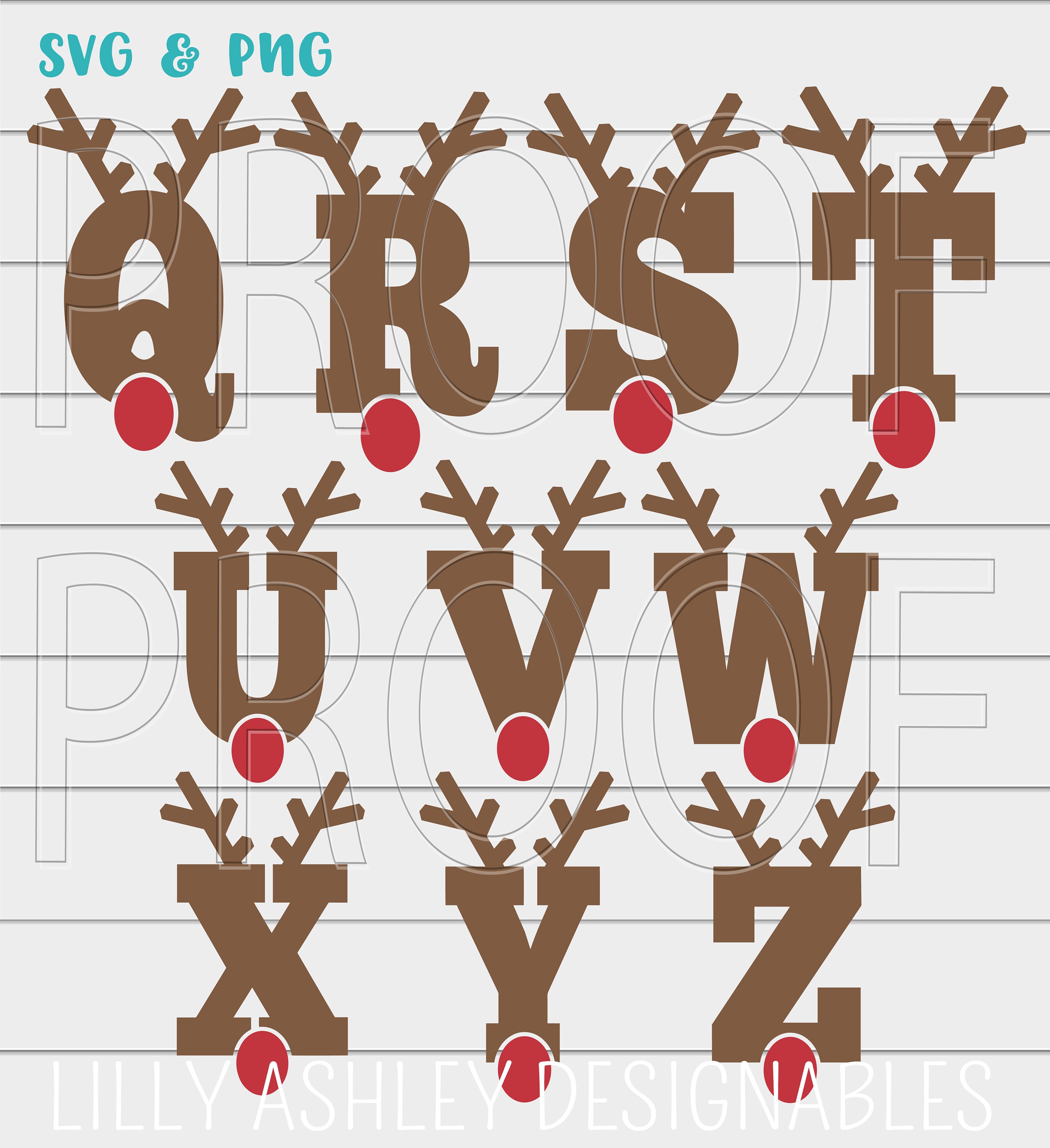 Reindeer SVG PNG Set of 26 Reindeer Letter Files-uppercase-christmas ...