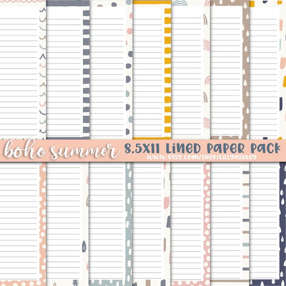 Lined Printer Paper Pack of 14PDF PNG Files-8.5x11 - Etsy