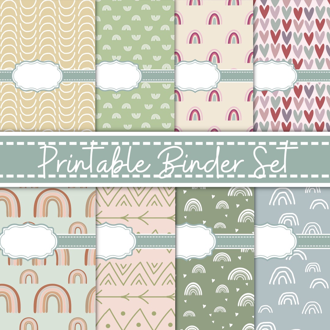 Binder Covers Printable Set of 8-with Backings and Spines PDF - Etsy