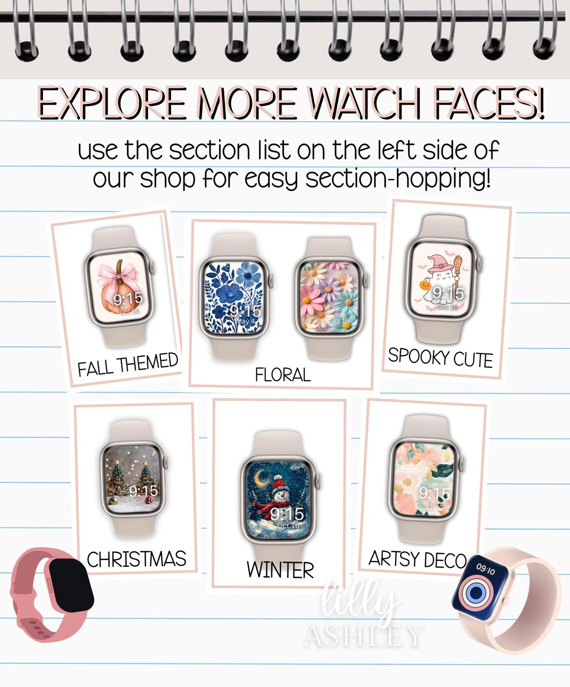 Christmas Apple Watch Face for the Holidays, Pink Bauble Smart Watch ...