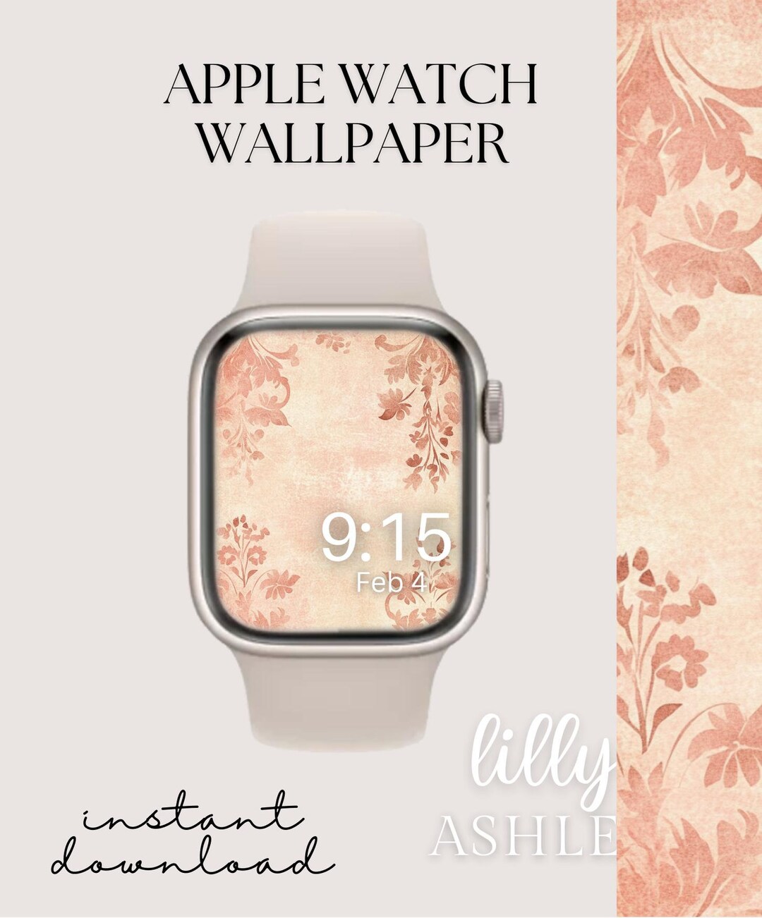 Elegant Vintage Apple Watch Face, Aesthetic Watch Background, Womens ...