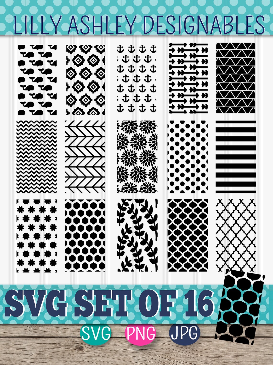 SVG File Set Includes 16 Rectangle Svg Patterns Svg Png Jpg | Etsy