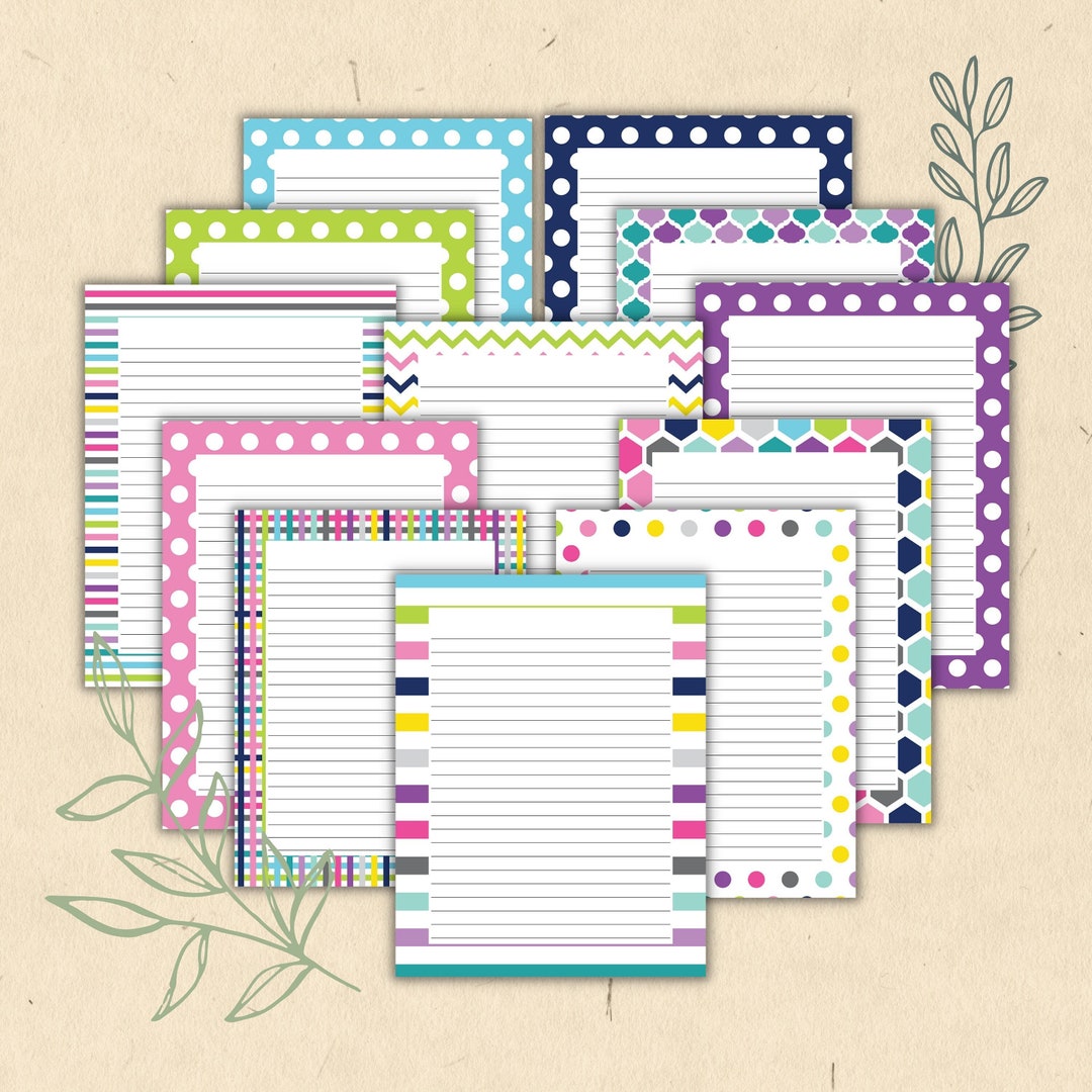 Printable Border Paper Lines Pack of 24 PNG & Pdf-8.5x11 With Borders ...