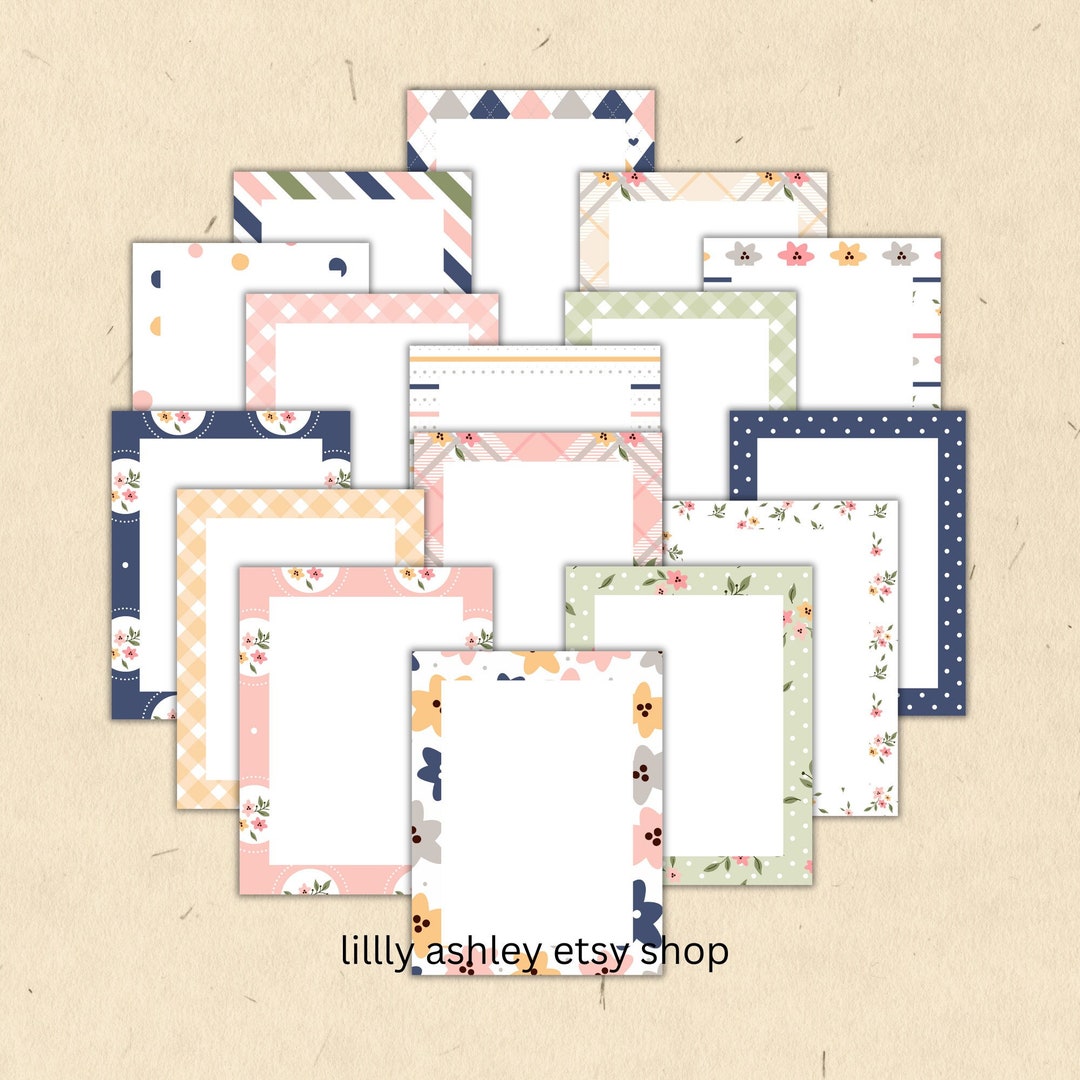 Paper With Borders Pack of 16--PDF & PNG Files--8.5x11 Printer Paper ...