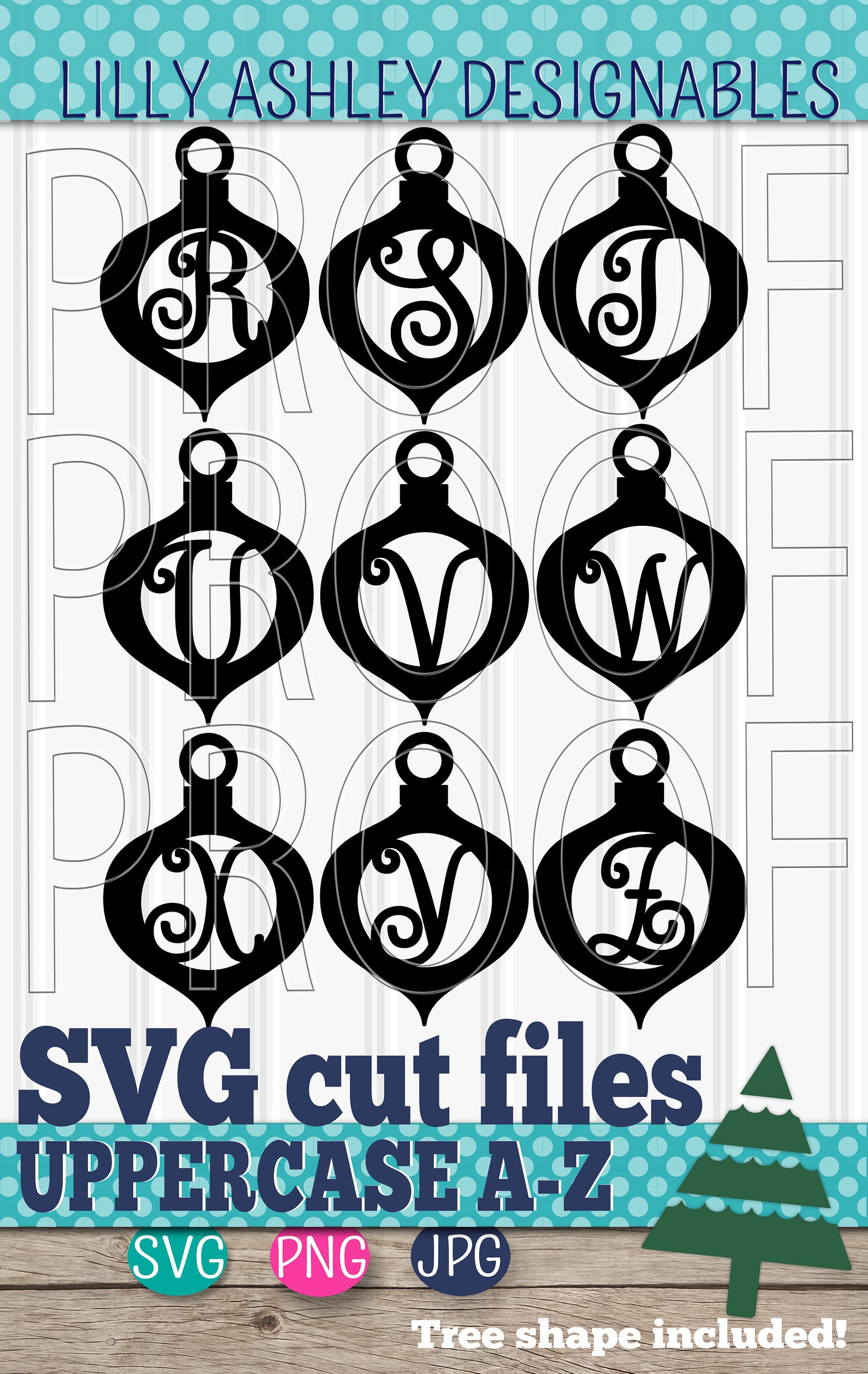 Christmas Ornament SVG Cut File Set 261 Letter - Etsy UK