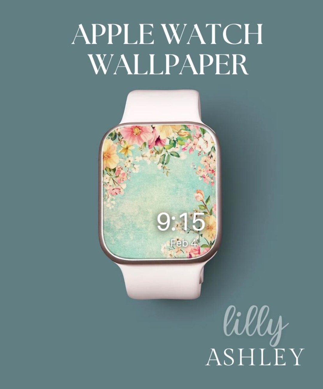 Spring Floral Apple Watch Face , Green Watch Background, Womens Apple ...