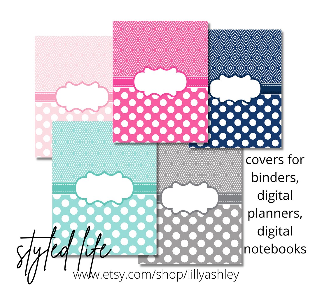 Printable Covers for Binders With Backings/spines Digital Notebook ...
