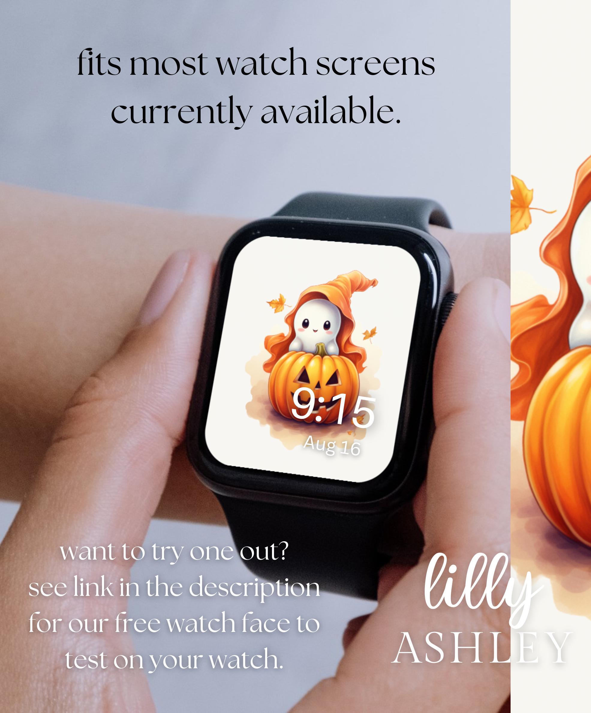 Halloween Watch Face, Cute Pumpkin Watch Background, Womens Apple Watch ...