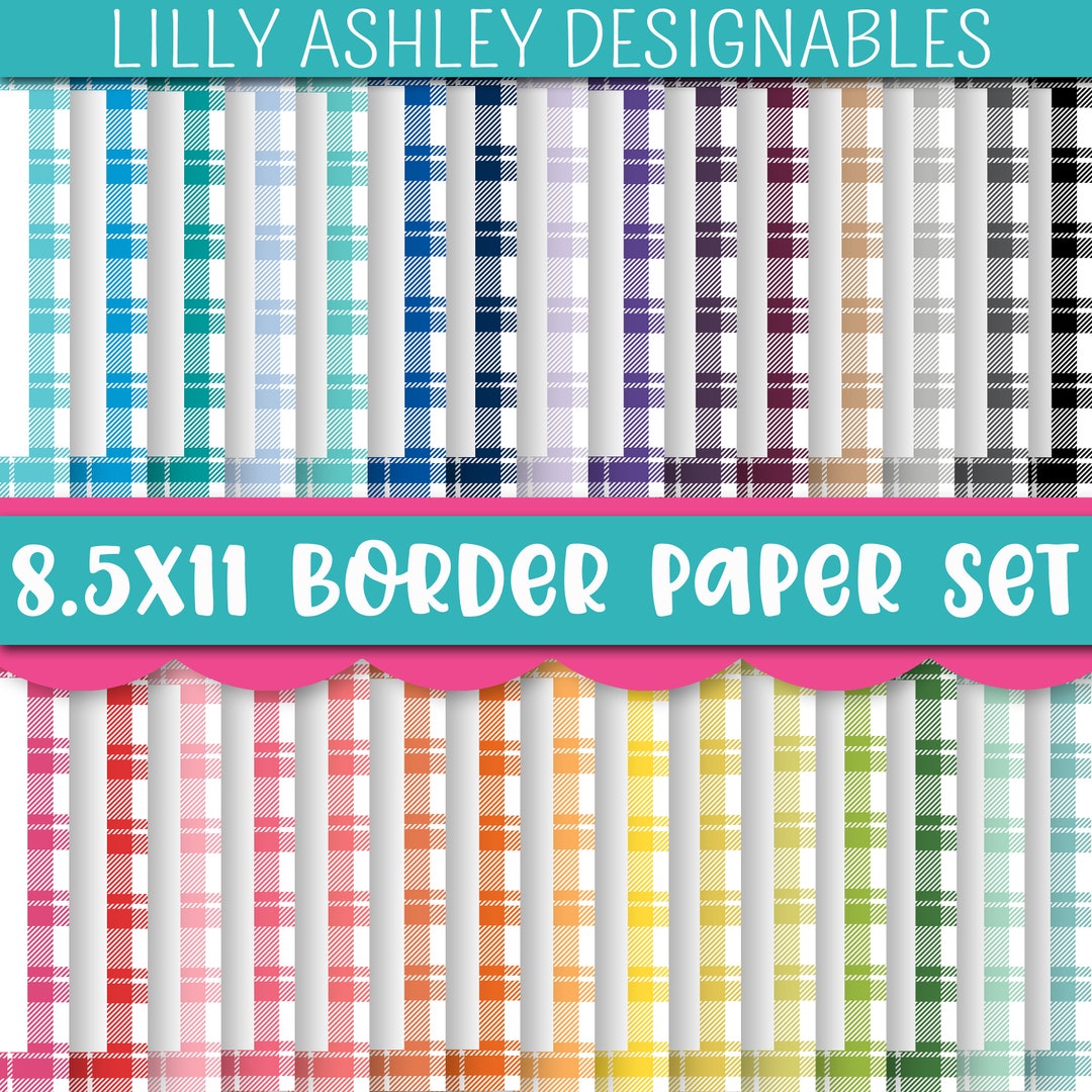 Plaid Border Paper Printable Pack of 30--PDF and PNG -8.5x11- Plaid ...