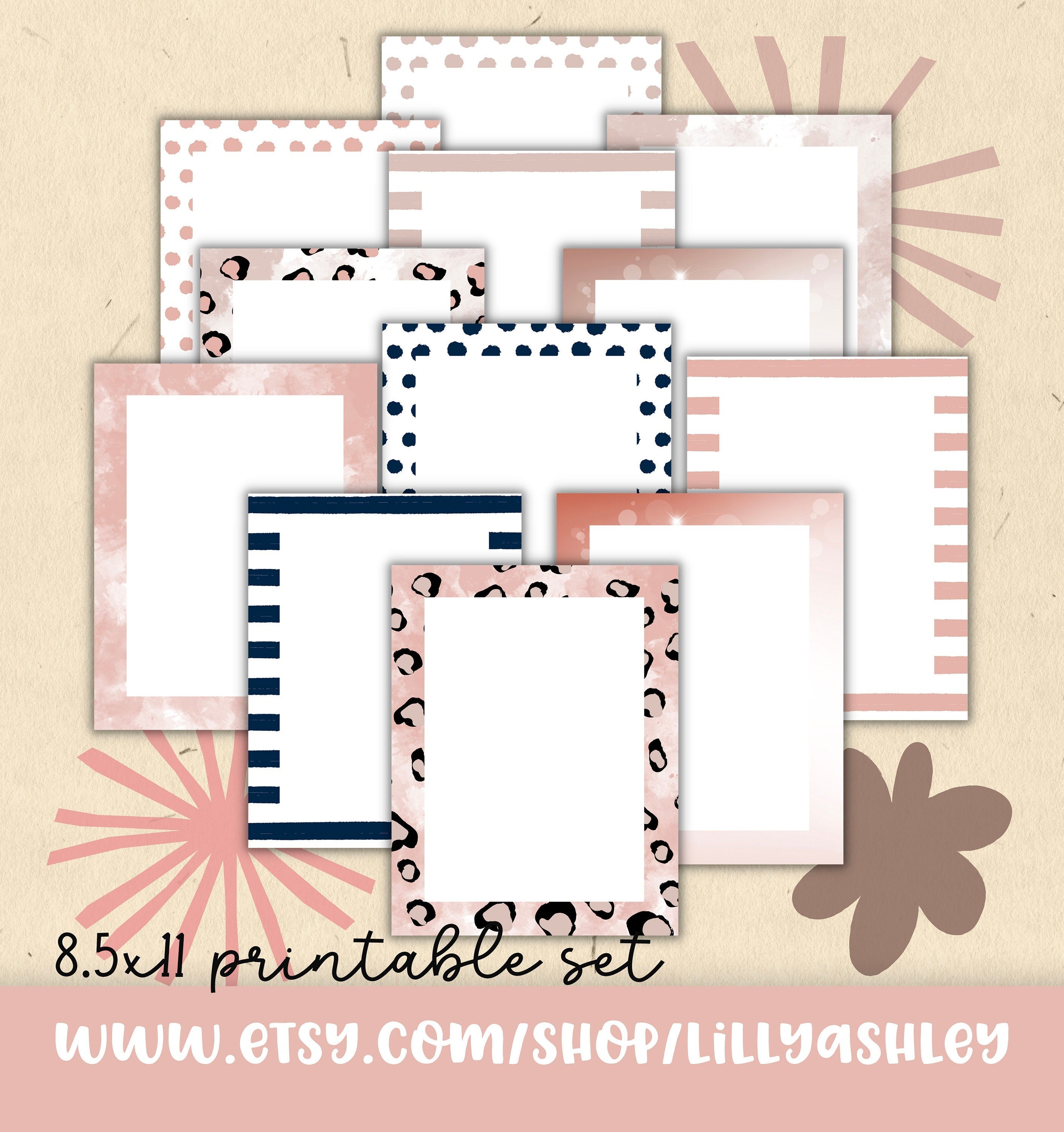 Paper With Borders Set-pdf & PNG Files--8.5x11 Downloadable Paper ...