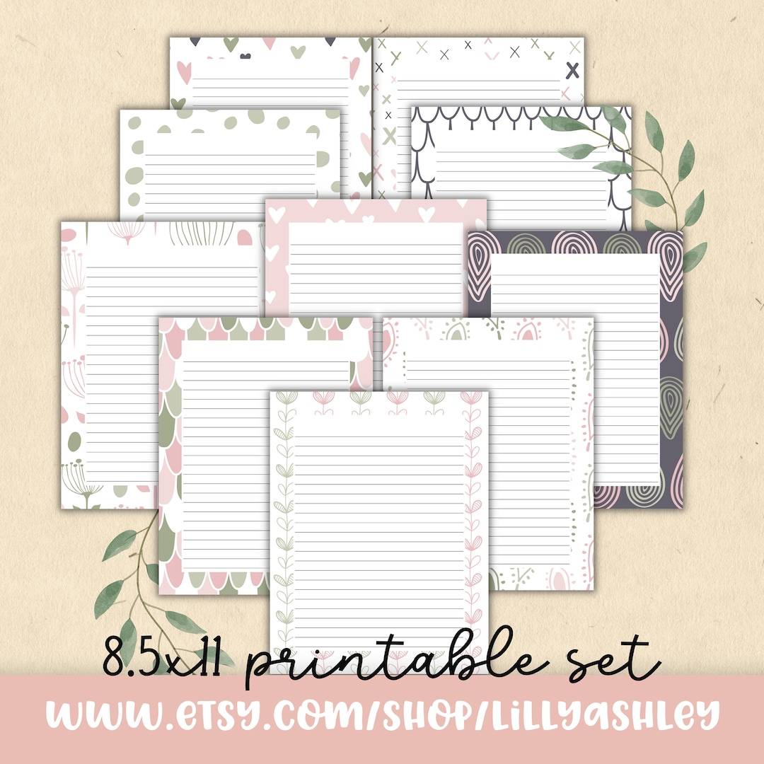 Printable Border Paper Lines Pack of 10 PNG Pdf-8.5x11 Bordered Paper ...