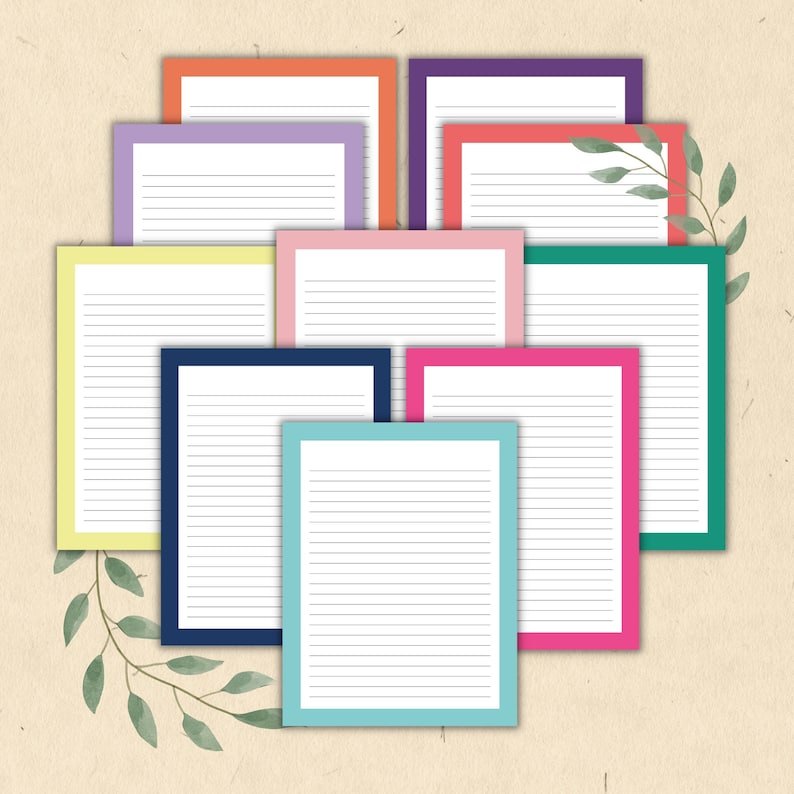 Lined Paper Printable Borders Pack of 10 JPG Png-8.5x11 - Etsy
