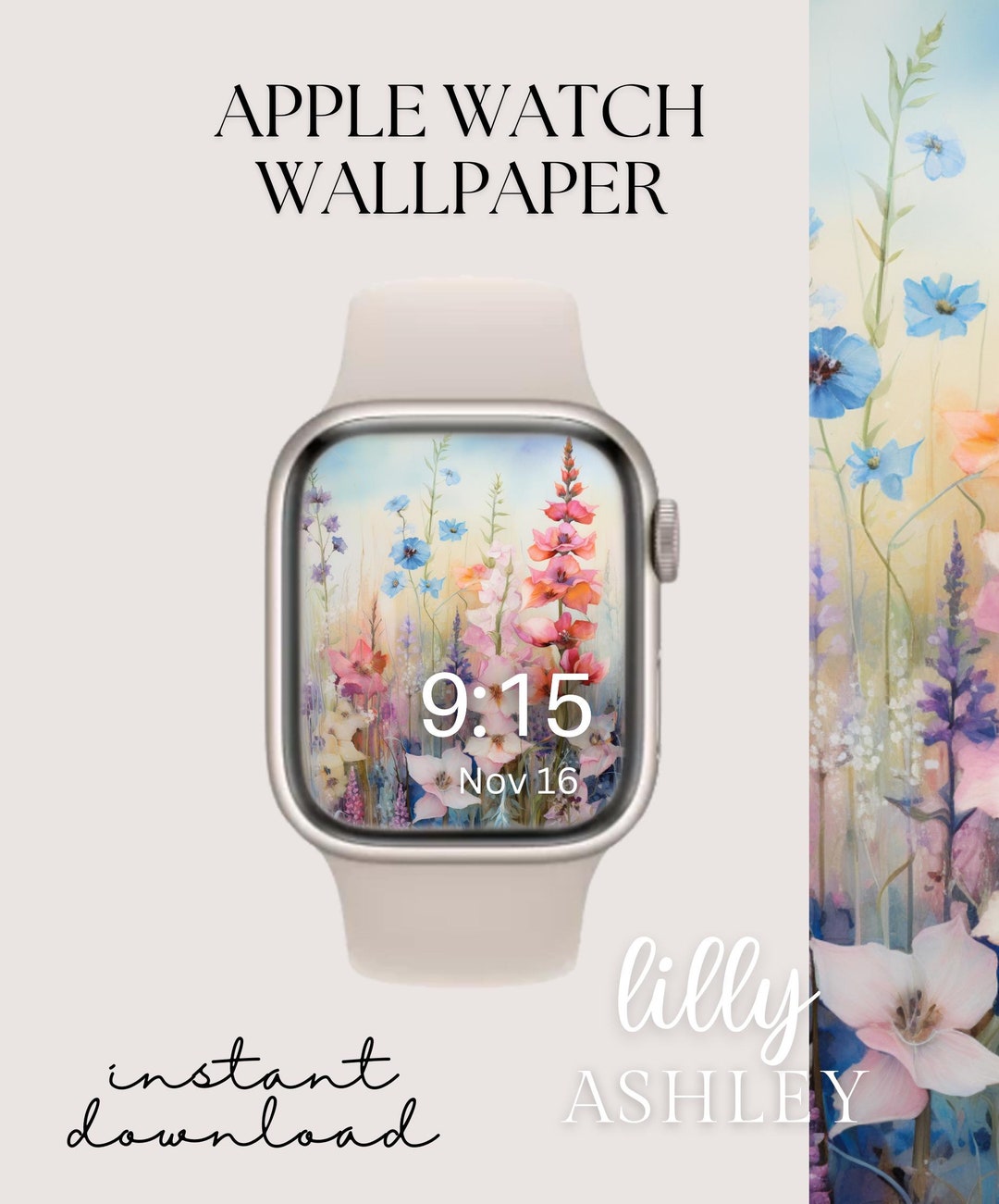 Floral Apple Watch Face, Watch Background, Womens Apple Watch Wallpaper ...