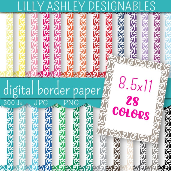 Printable Paper Pack of 28-8.5x11 JPG /PDF Bordered Paper - Etsy