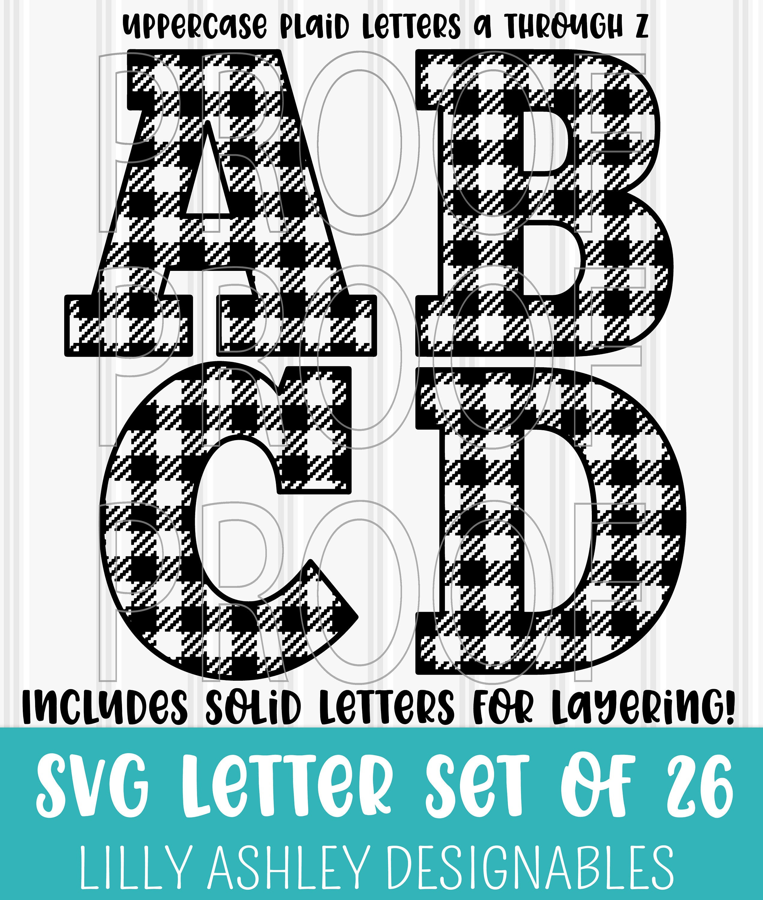 Plaid SVG Letter Cut File Set of 26 SVG/PNG formats uppercase | Etsy