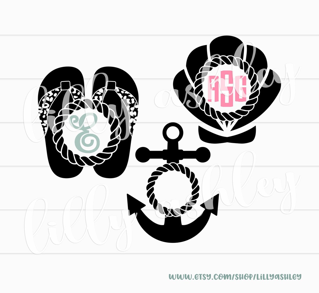 Summer Monogram SVG & PNG Set Beach Svg Summer Svg Nautical Svg Flip ...