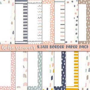 Border Paper Pack of 14--PDF & PNG Files--8.5x11 Downloadable Paper ...